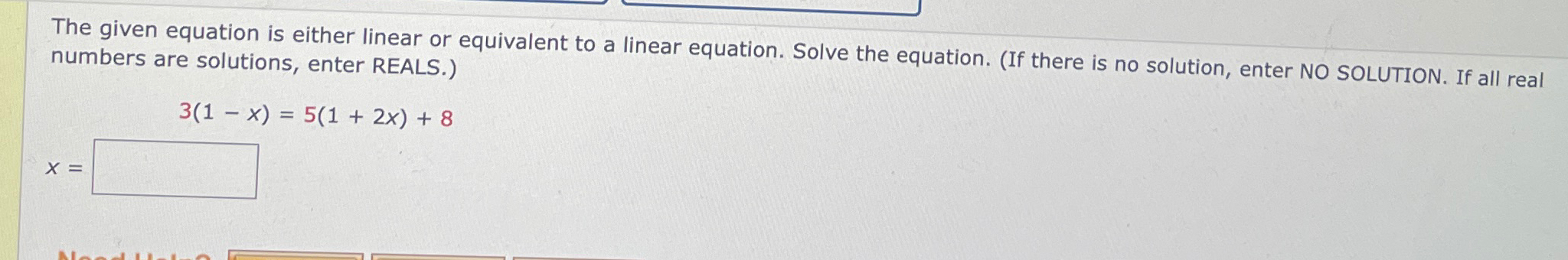 The given equation is either linear or equivalent to | Chegg.com