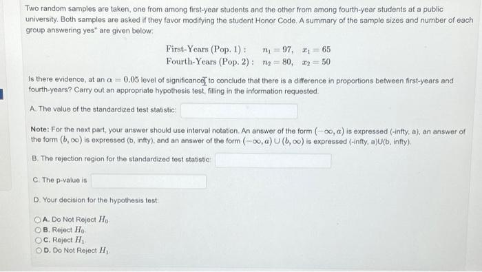 Solved Two random samples are taken, one from among | Chegg.com