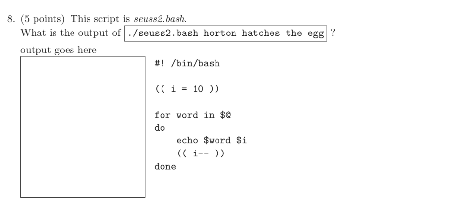 Solved (5 ﻿points) ﻿This script is ﻿seuss2.bash.What is ﻿the | Chegg.com