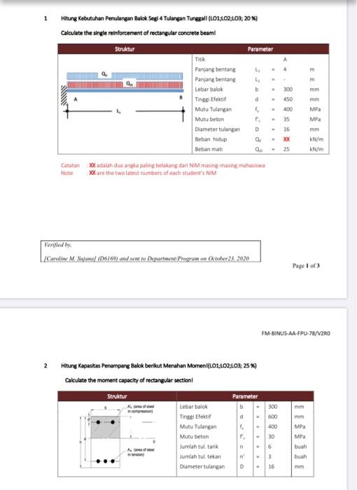 1 Hitung Kebutuhan Penulangan Balok Segi 4 Tulangan | Chegg.com