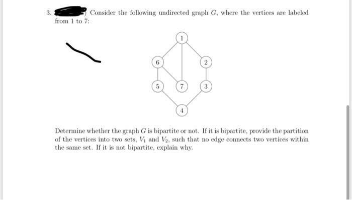 Solved 3. 3) Consider the following undirected graph G, | Chegg.com