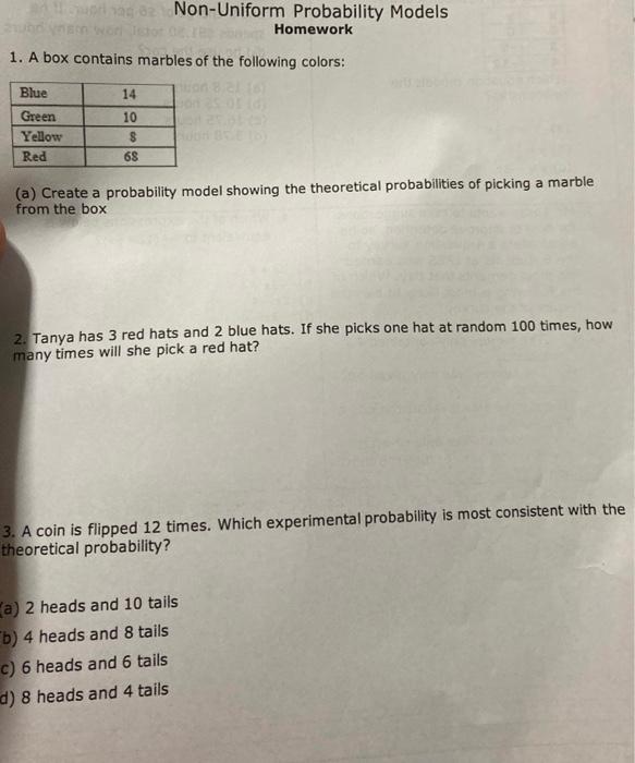 Solved #privag 02 Non-Uniform Probability Models Homework 1. | Chegg.com