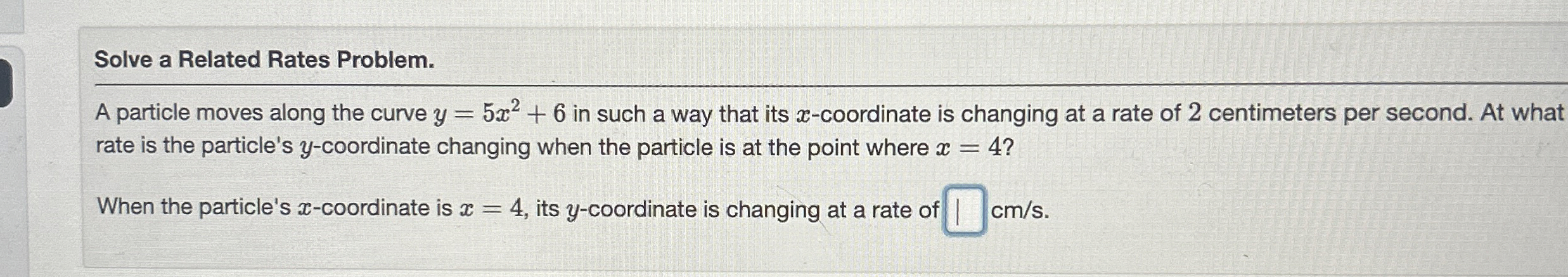 Solved Solve a Related Rates Problem.A particle moves along | Chegg.com