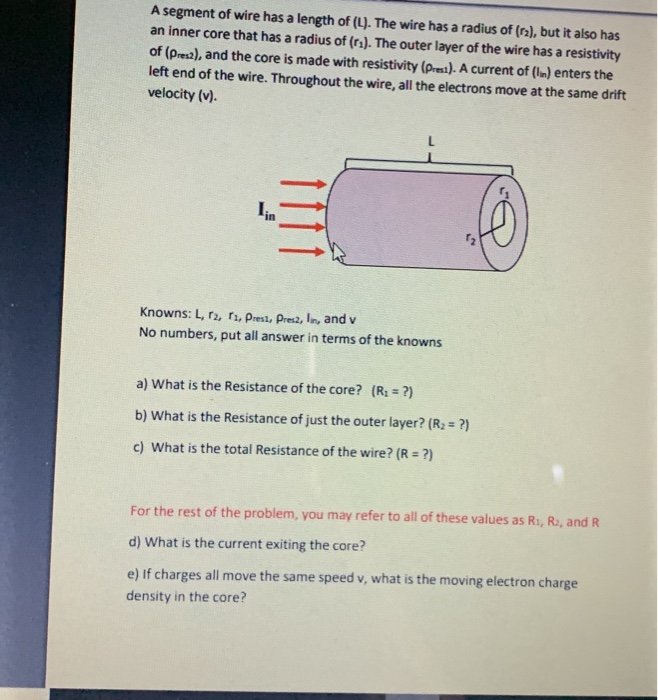 Solved A segment of wire has a length of (L). The wire has a | Chegg.com