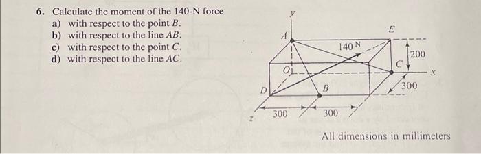 Solved E 6. Calculate the moment of the 140-N force a) with | Chegg.com