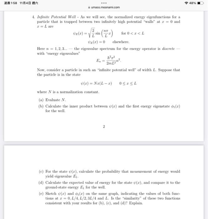 Solved Infinite Potential Well - As we will see, the | Chegg.com