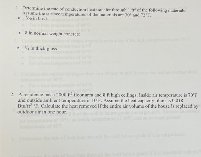 Solved 1. Determine the rate of conduction heat transfer | Chegg.com