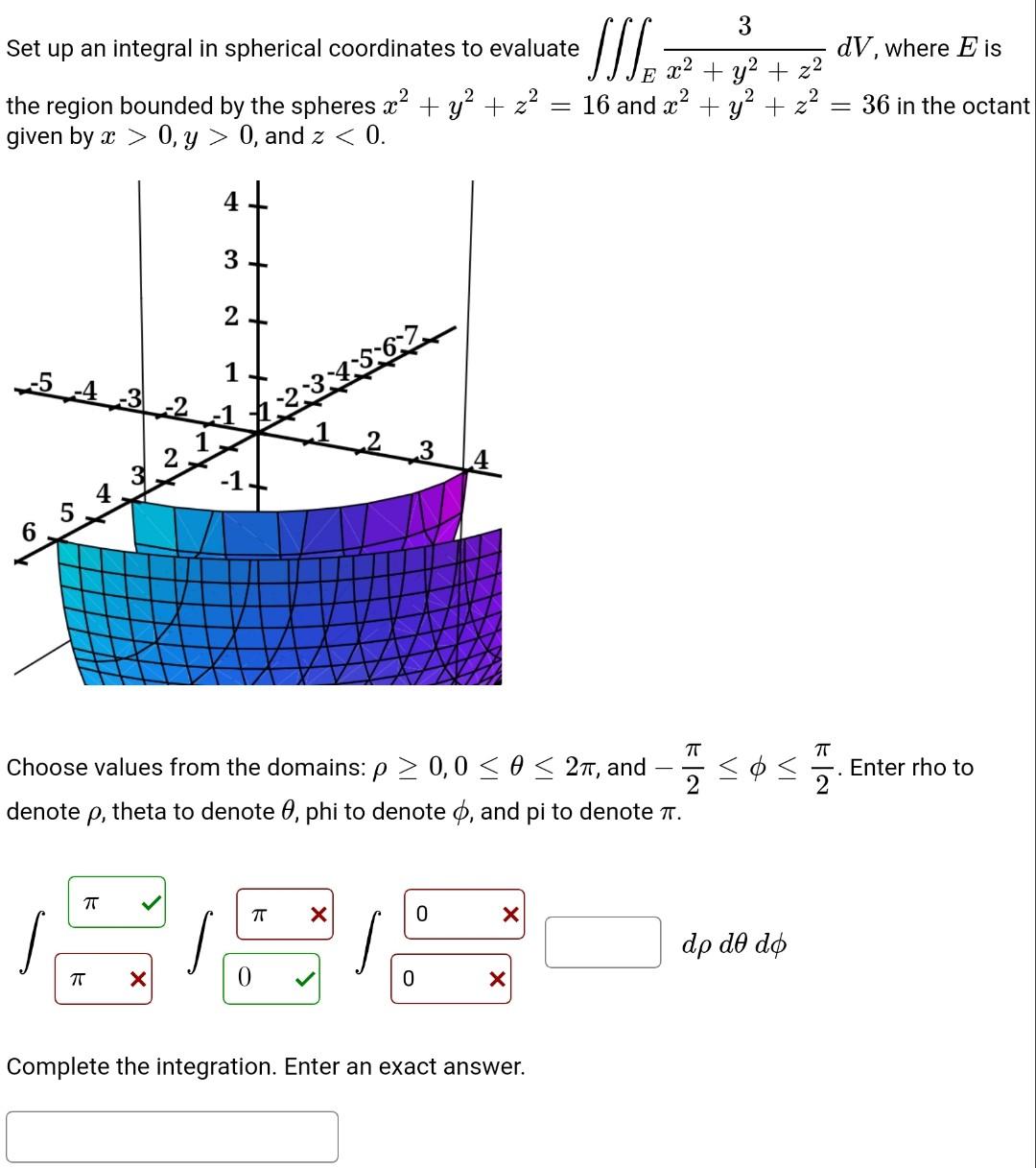 Solved SIL dV, where E is 8 Set up an integral in spherical | Chegg.com