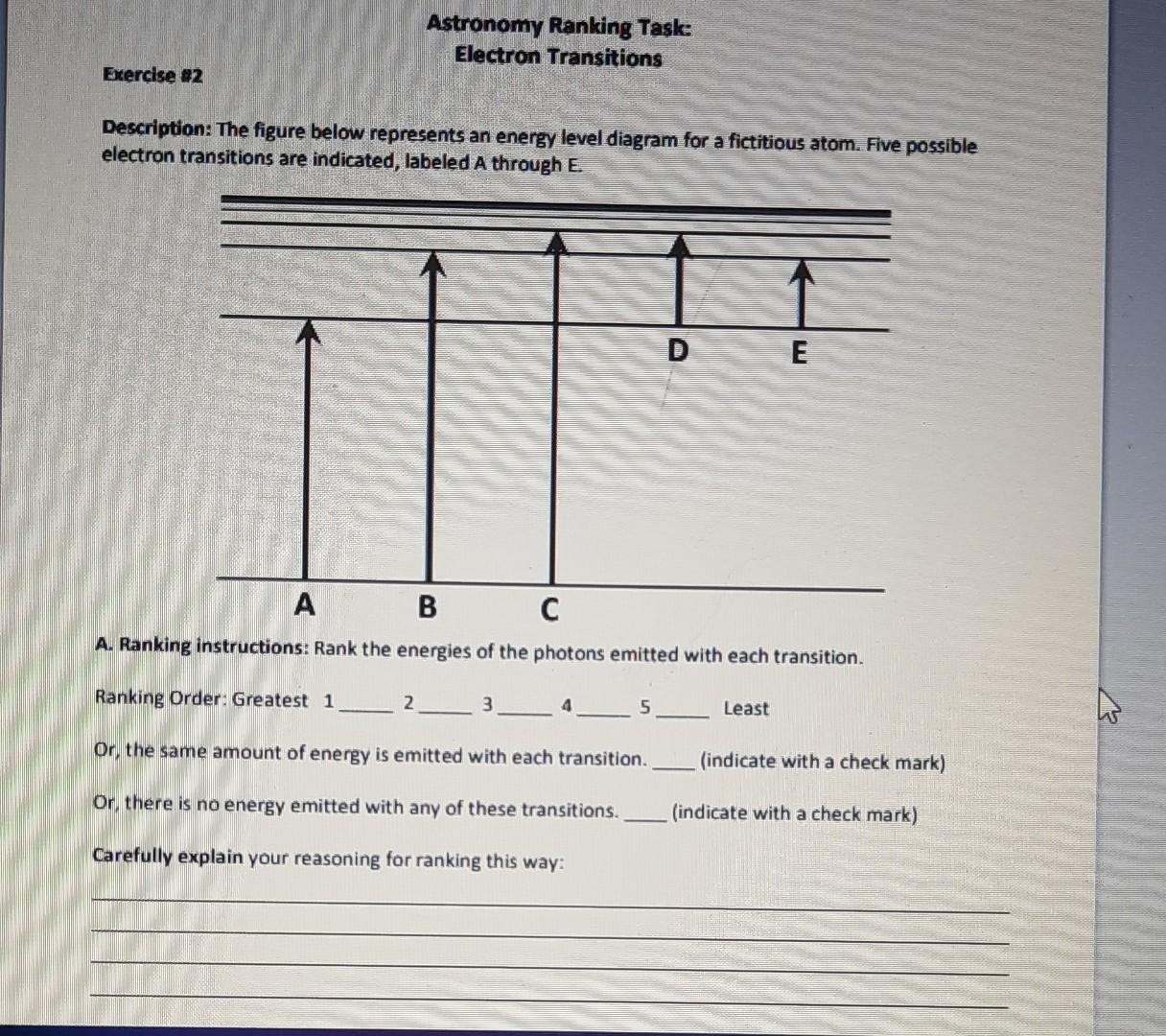 Solved Exercise #2 Astronomy Ranking Task: Electron | Chegg.com
