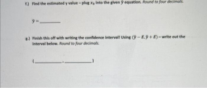 Solved Unear Regression Prediction interval Worksheet Show | Chegg.com
