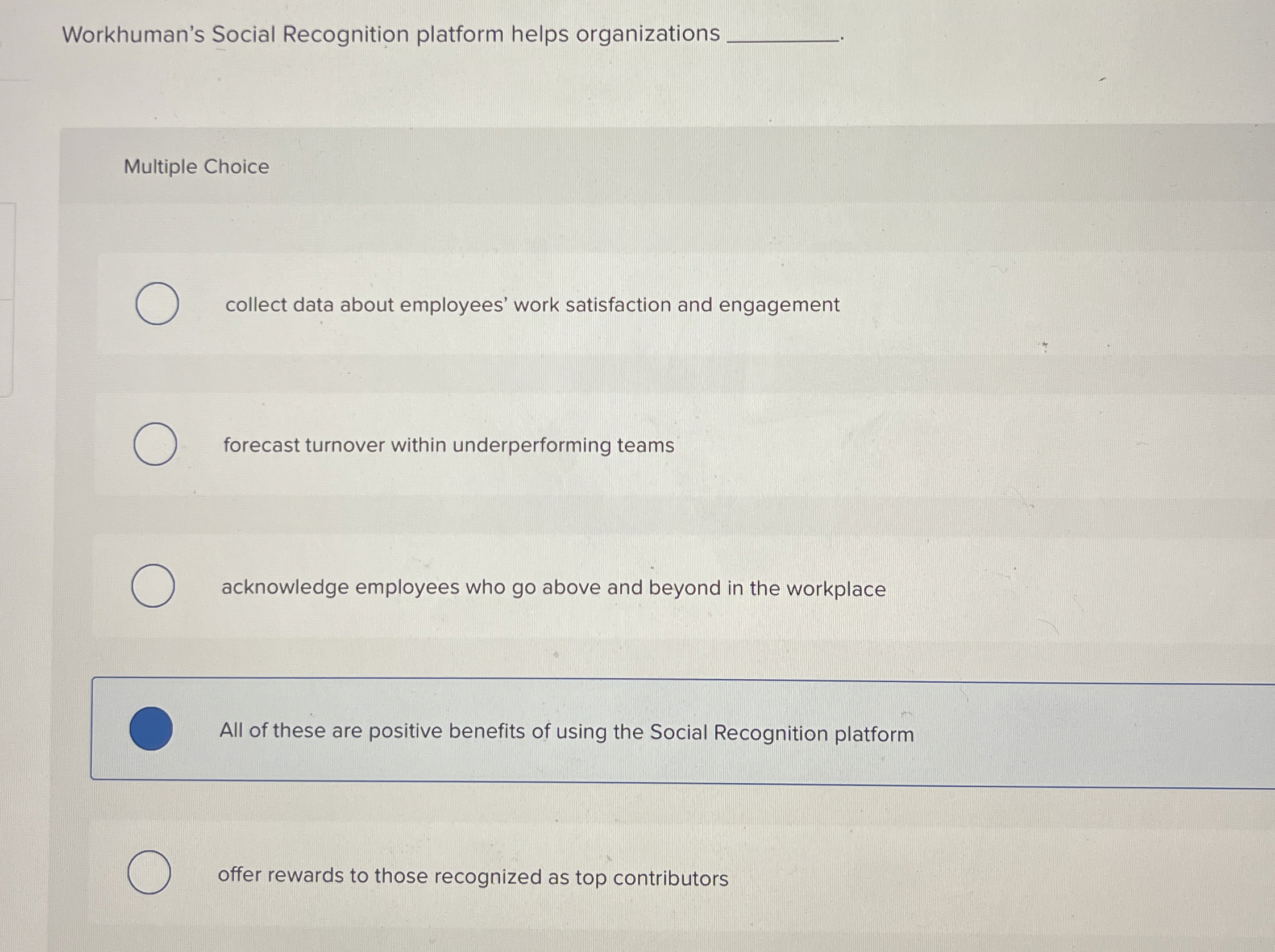 Workhuman's Social Recognition platform helps | Chegg.com