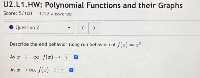 Solved U2.L1.HW: Polynomial Functions and their Graphs: | Chegg.com