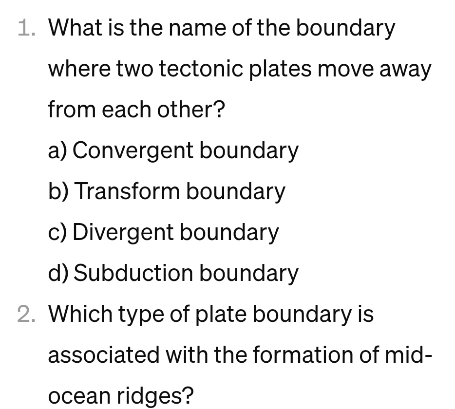 Solved What is the name of the boundary where two tectonic | Chegg.com