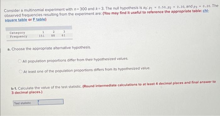 Solved Consider a multinomial experiment with n= 300 and | Chegg.com