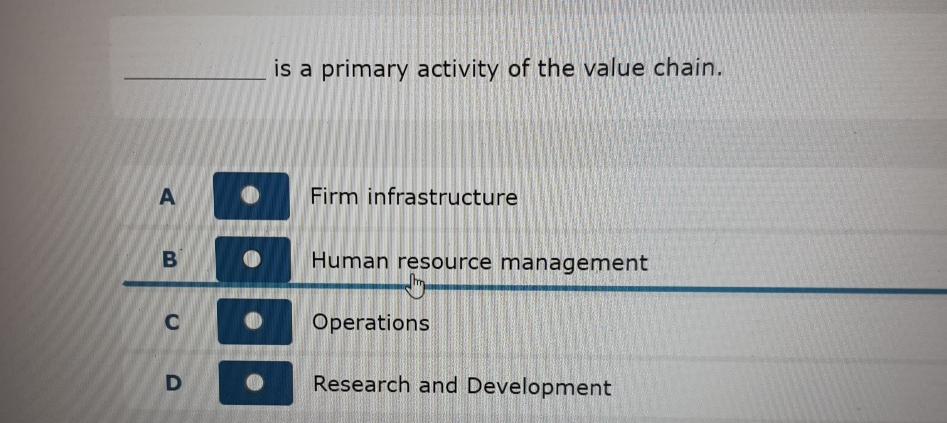 Solved is a primary activity of the value | Chegg.com