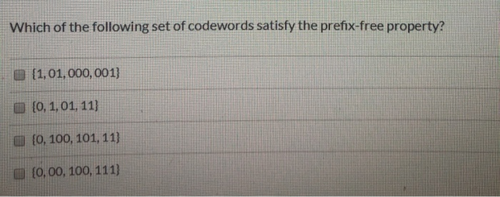 Solved Which of the following set of codewords satisfy the | Chegg.com