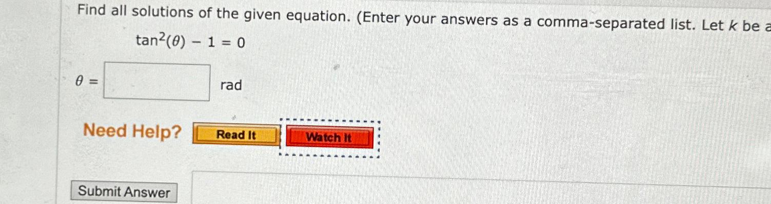 Solved Find all solutions of the given equation. (Enter your | Chegg.com