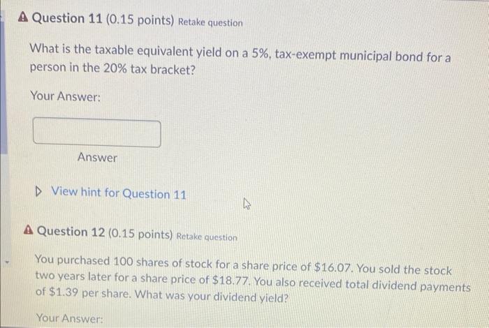 Solved What is the taxable equivalent yield on a 5%, | Chegg.com