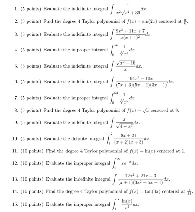 Solved 1. (5 points) Evaluate the indefinite integral 22/12 | Chegg.com