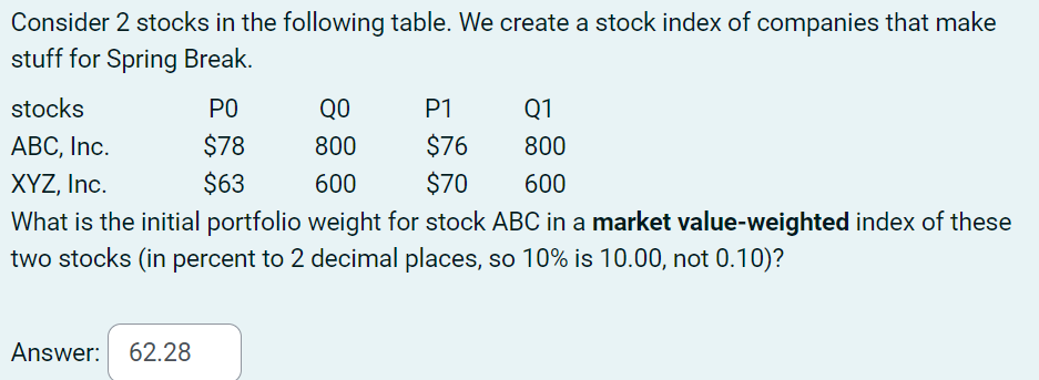Solved Consider 2 ﻿stocks in the following table. We create | Chegg.com