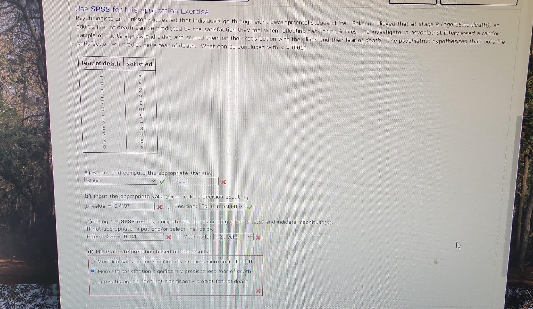 Use SPSS for this Application Exercise: Psychologists | Chegg.com