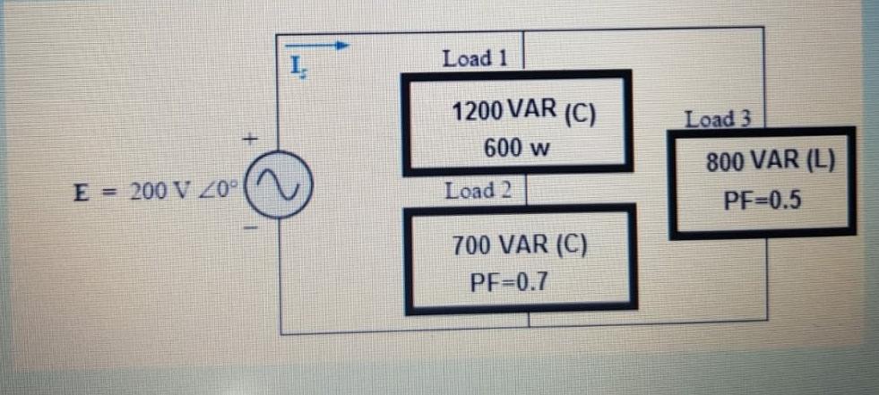 Solved For the circuit shown below 1. Draw power triangle | Chegg.com