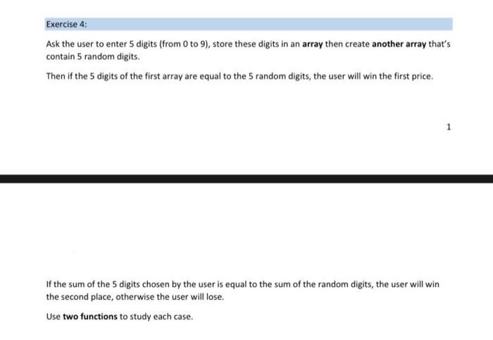 Solved Ask the user to enter 5 digits (from 0 to 9 ), store | Chegg.com