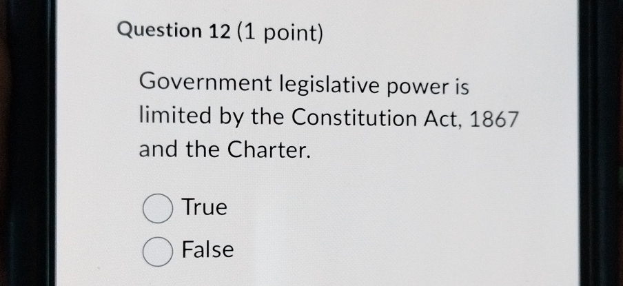 Solved Question 12 (1 ﻿point)Government legislative power is | Chegg.com