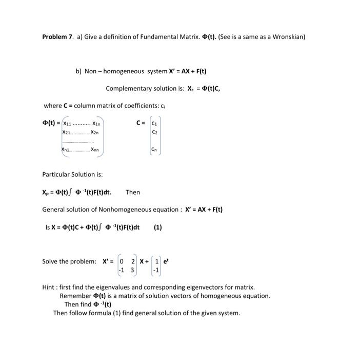 Solved Problem 7. a) Give a definition of Fundamental | Chegg.com
