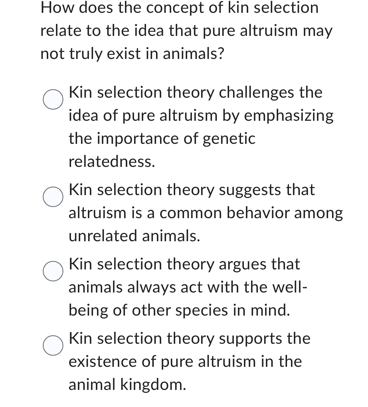 Solved How does the concept of kin selection relate to the | Chegg.com