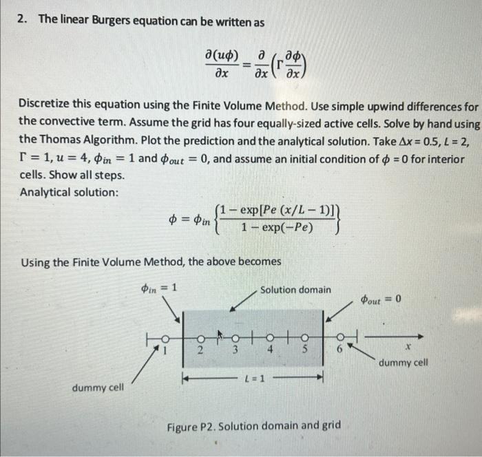 Solved 2. The linear Burgers equation can be written as | Chegg.com