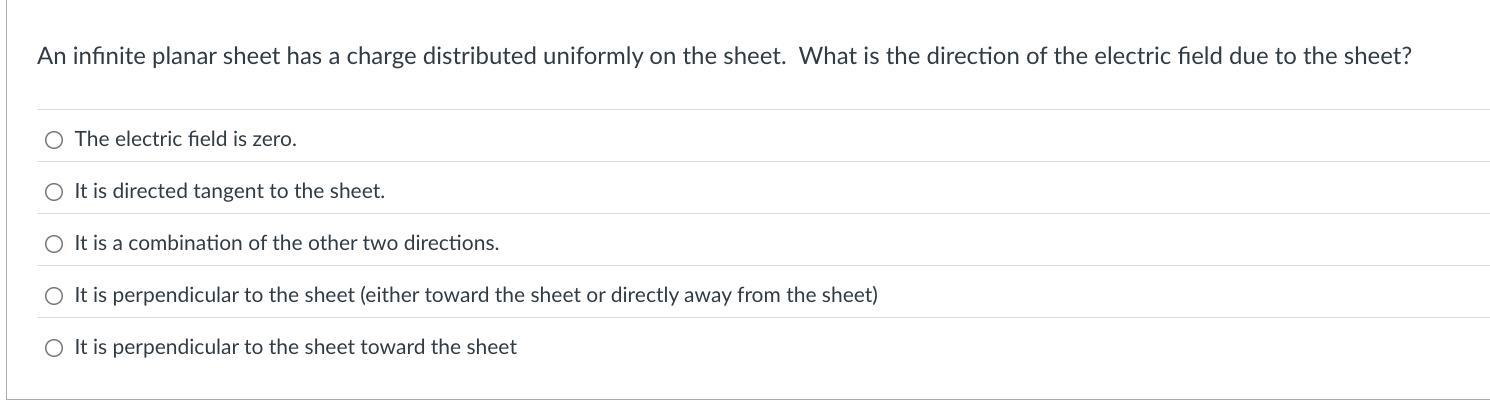 Solved An infinite planar sheet has a charge distributed | Chegg.com