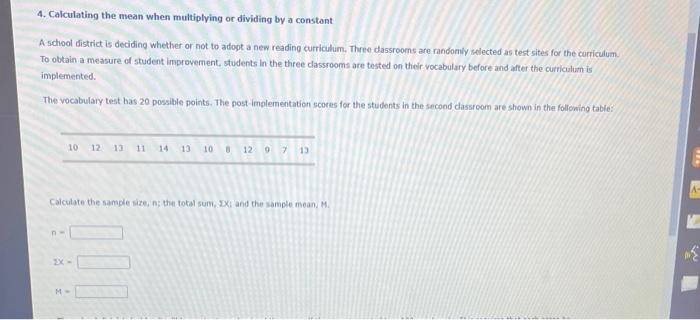 Solved Calculating the mean when multiplying or dividing by | Chegg.com