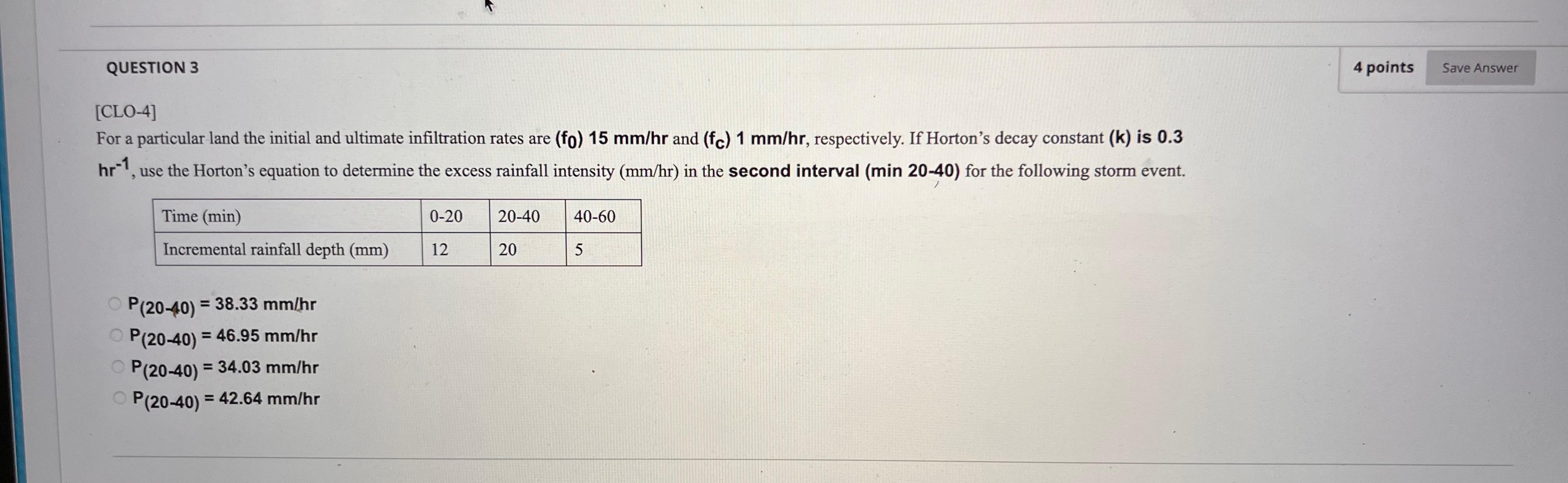 Solved QUESTION 34 ﻿points[CLO-4]For a particular land the | Chegg.com