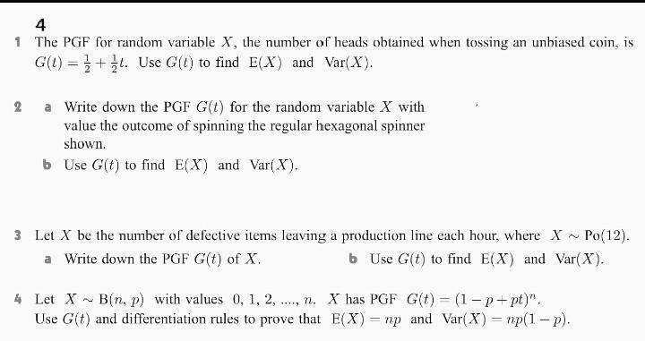 Solved 4 1 The PGF for random variable X, the number of | Chegg.com