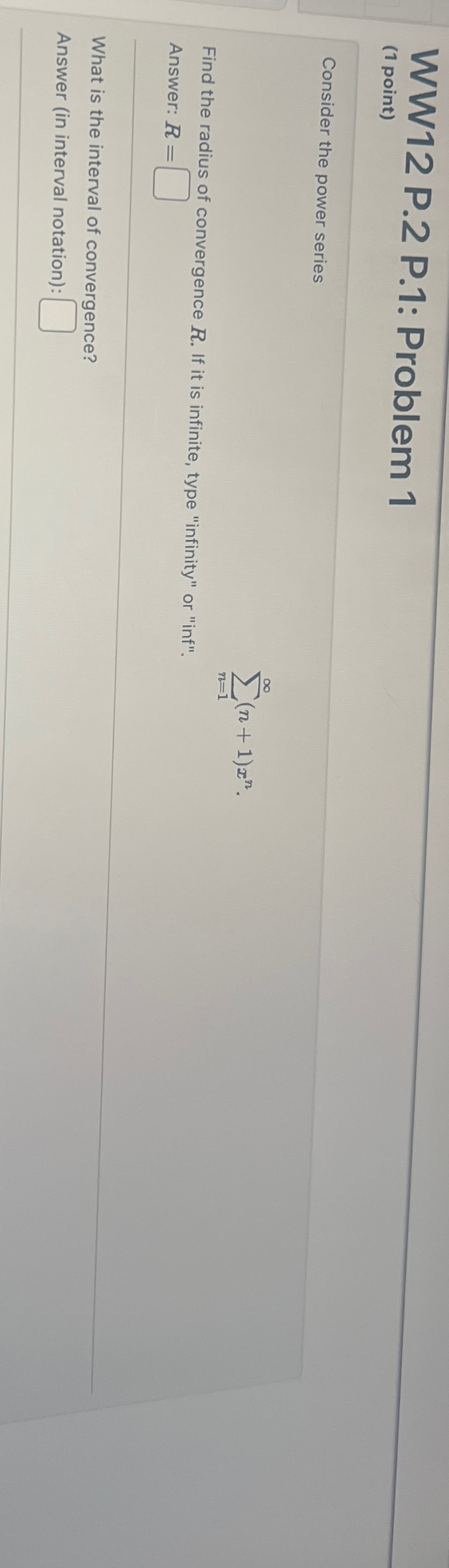 Solved WW12 ﻿P. 2 ﻿P.1: Problem 1(1 ﻿point)Consider the | Chegg.com