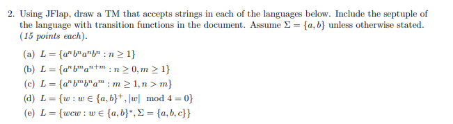 Solved Using JFlap, draw a TM that accepts strings in each | Chegg.com