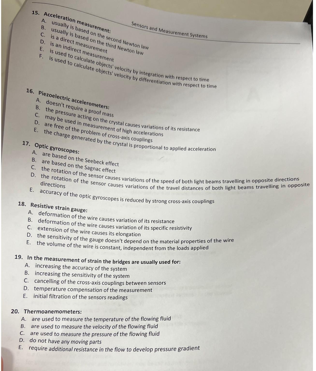 Solved Sensors and Measurement Systems The answers can be | Chegg.com