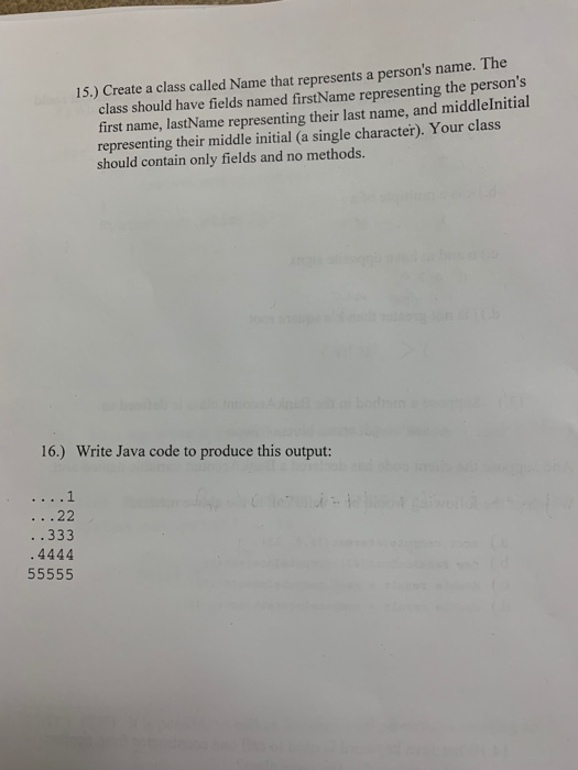 Solved 15.) Create a class called Name that represents a | Chegg.com