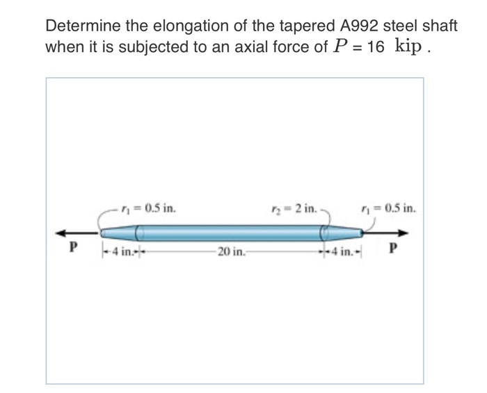 Solved Determine the elongation of the tapered A992 steel | Chegg.com