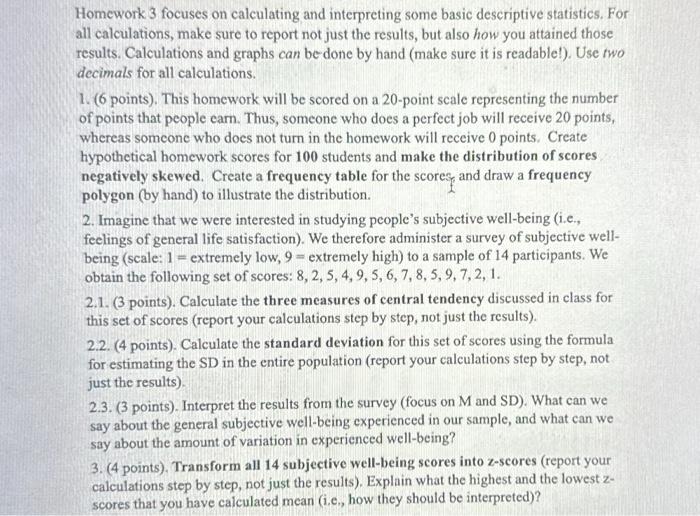 Solved Homework 3 focuses on calculating and interpreting | Chegg.com