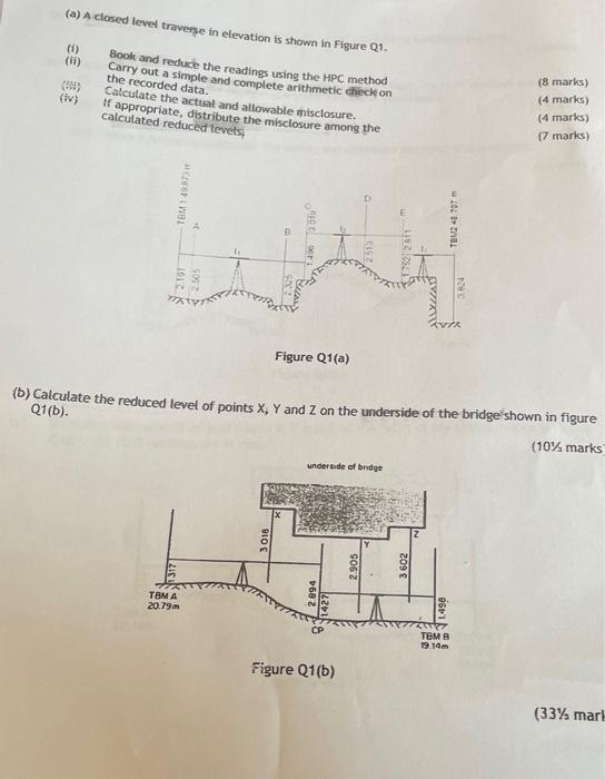 Solved (a) A closed level traverse in elevation is shown in | Chegg.com