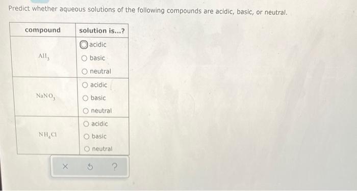 Solved Predict whether aqueous solutions of the following | Chegg.com