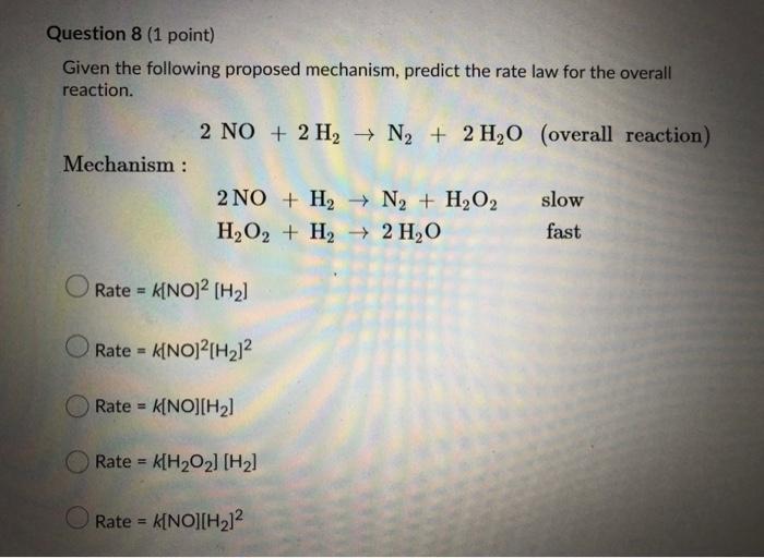 Solved Question 8 (1 point) Given the following proposed | Chegg.com