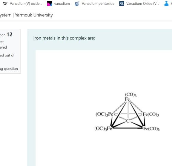 Solved 12 Iron metals in this complex are: all are totally | Chegg.com