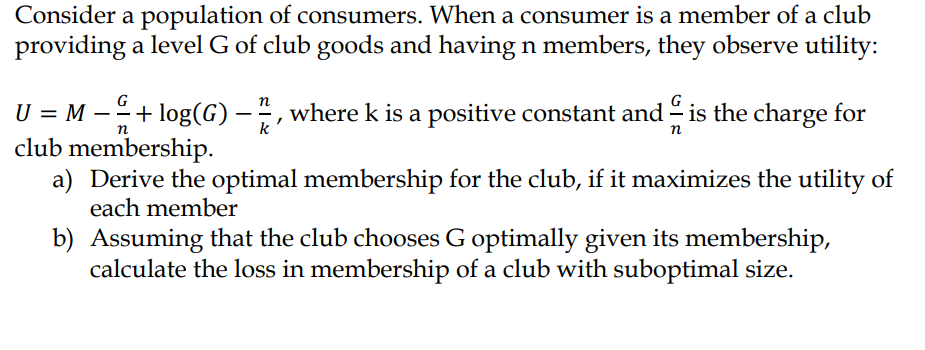 Solved Consider a population of consumers. When a consumer | Chegg.com