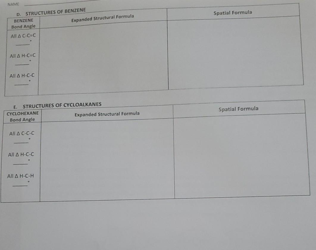 Solved DATE Expanded Structural Formula A. STRUCTURES OF | Chegg.com
