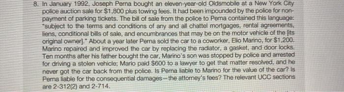 8. In January 1992, Joseph Perna bought an | Chegg.com