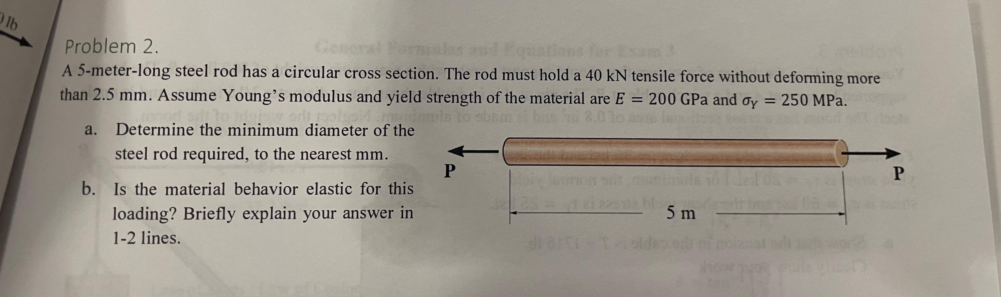 Solved Problem 2.A 5-meter-long steel rod has a circular | Chegg.com