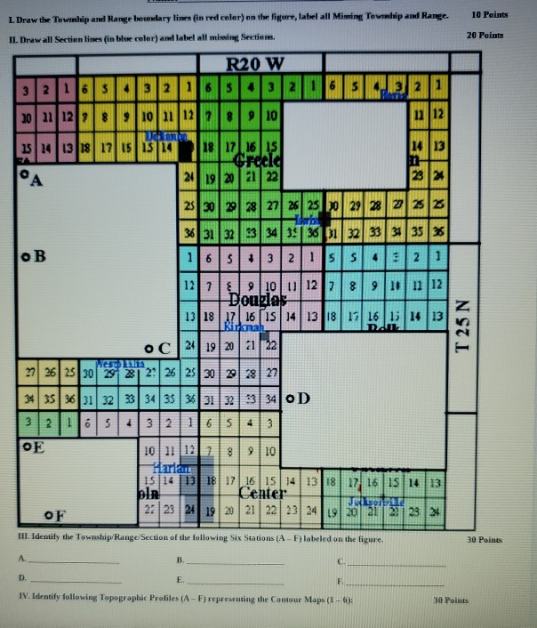 Solved 10 Points L Draw the Township and Range boundary | Chegg.com